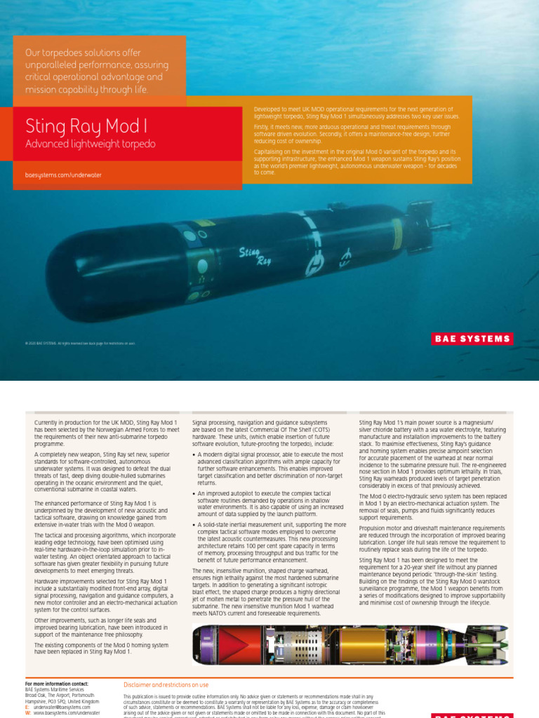 Sting Ray Mod 1: Advanced Torpedo Solution | PDF | Torpedo