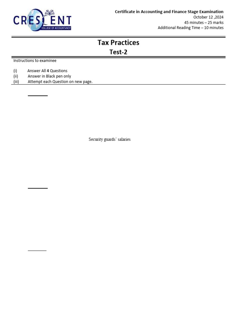 test 2 tax | PDF | Taxes | Taxable Income