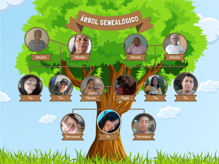 Grafico Árbol Genealógico de La Familia Ilustrativo Infantil Verde y ...