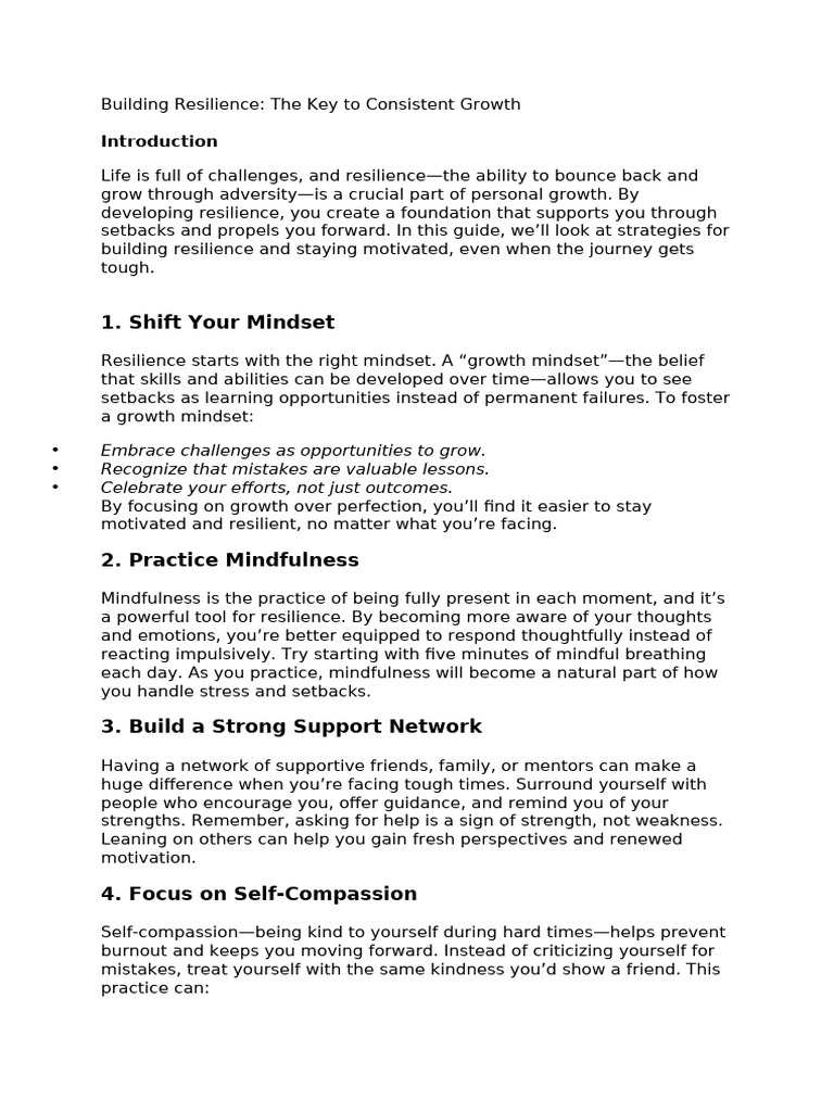 Building Resilience for Personal Growth | PDF | Psychological ...
