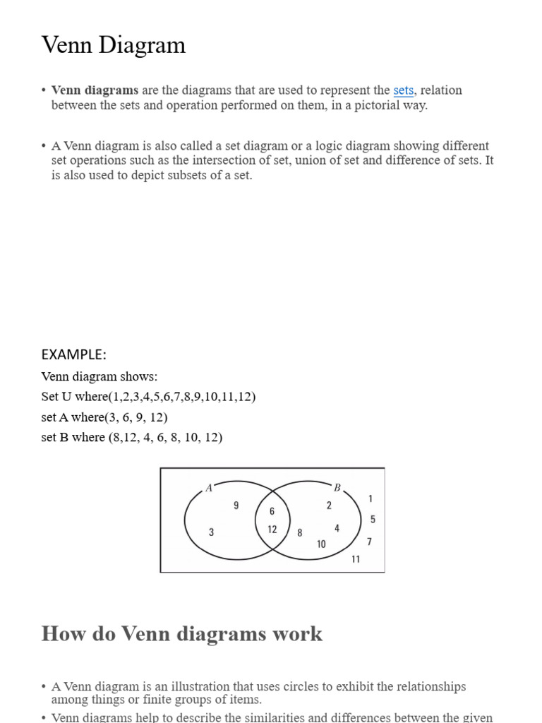 A Graphical Perspective Through Venn Diagram | PDF | Set (Mathematics ...