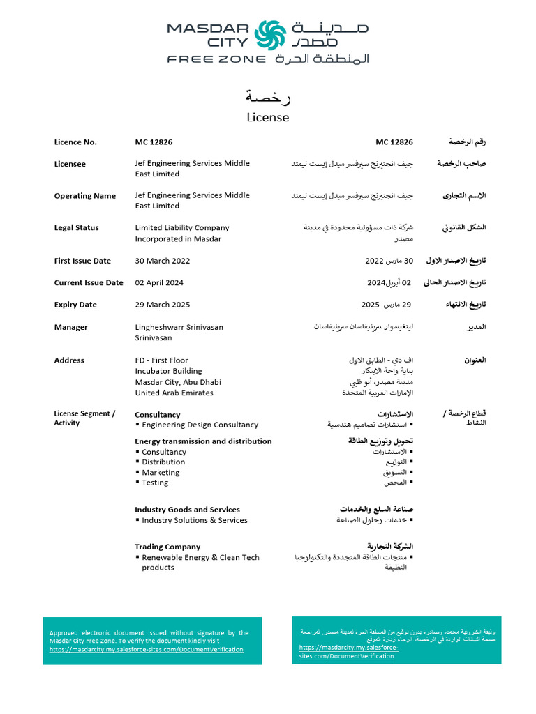 Trade License - JEF Eng FZE (2024 - 2025) - 1 | PDF