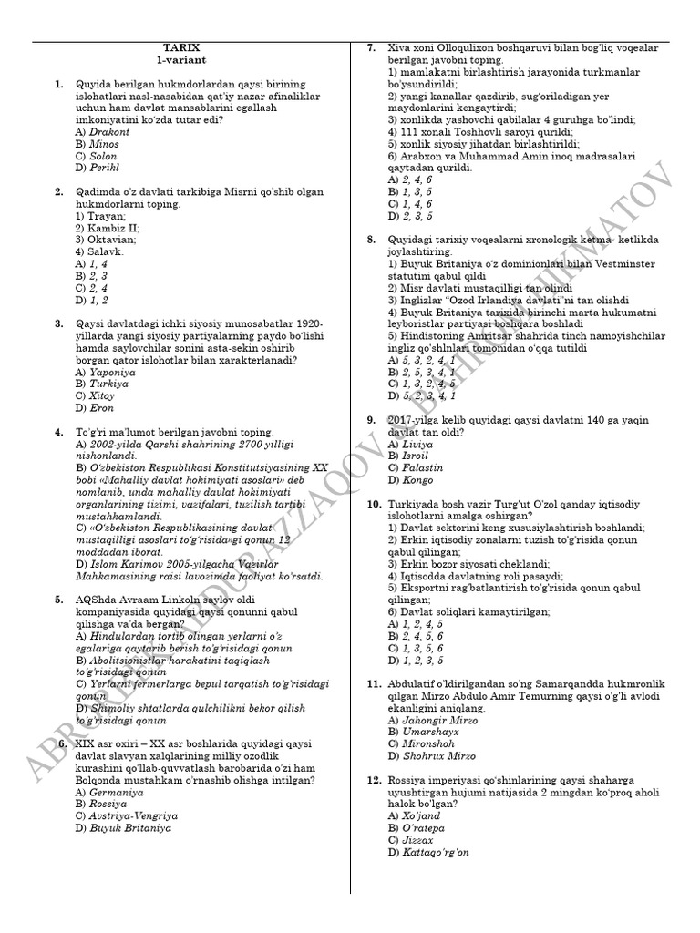 1 Variant Tarix | PDF