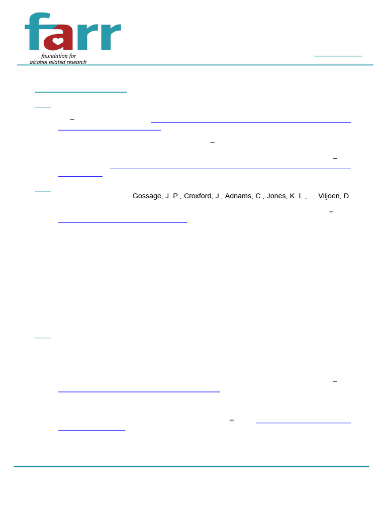 FARR Journal Publications Overview | PDF | Alcoholism | Medicine