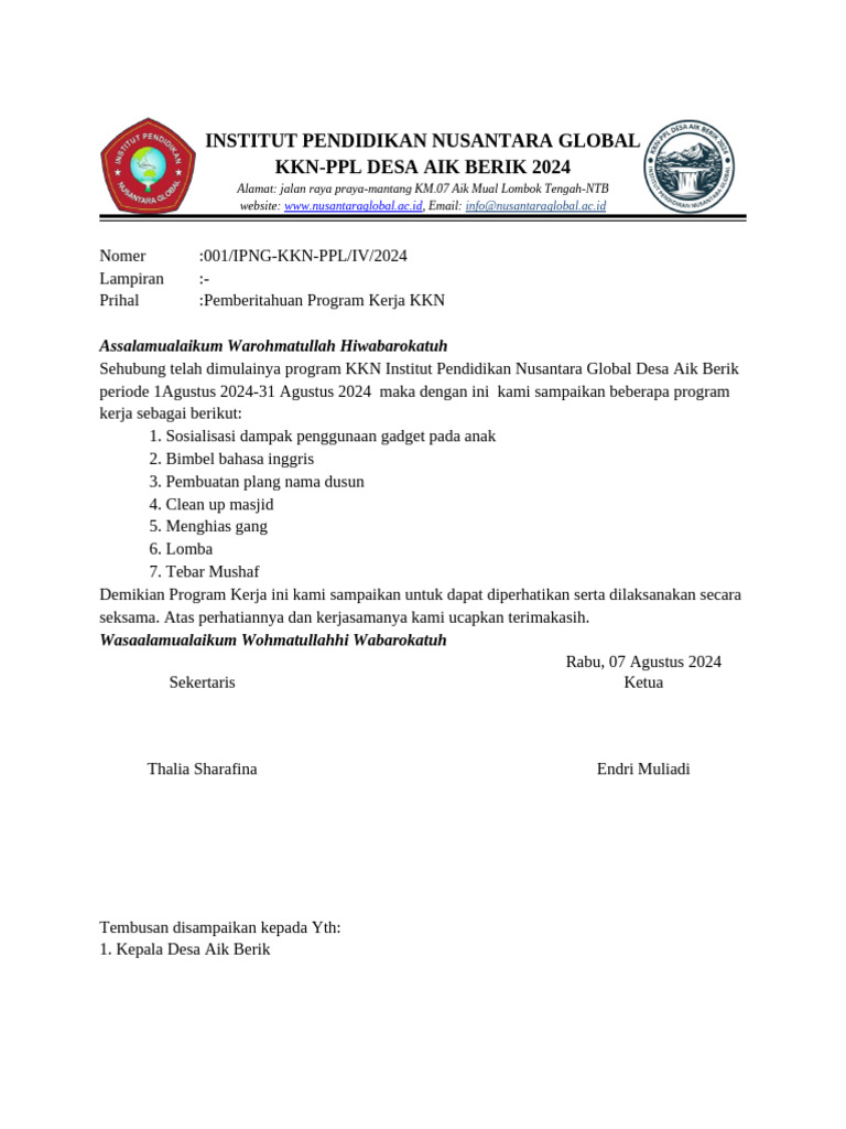 Proker KKN Aik Berik | PDF