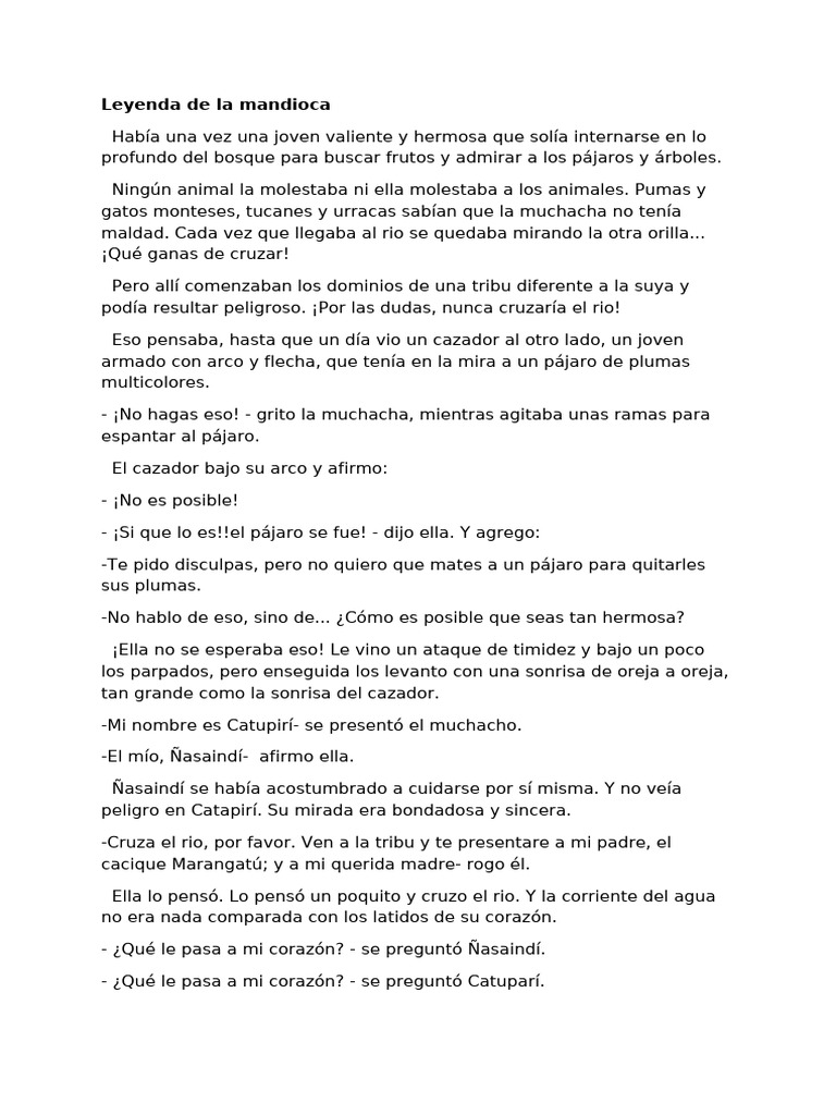 Leyenda de la mandioca y el amor | PDF