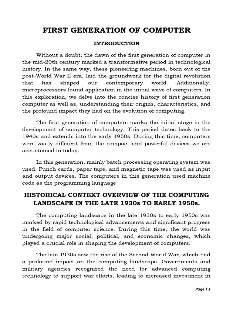 The Generations of Computer From First To Fifth | PDF | Computer ...