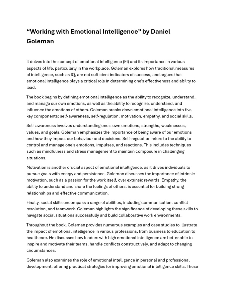 EI Book and Movie Review | PDF | Emotional Intelligence | Motivation