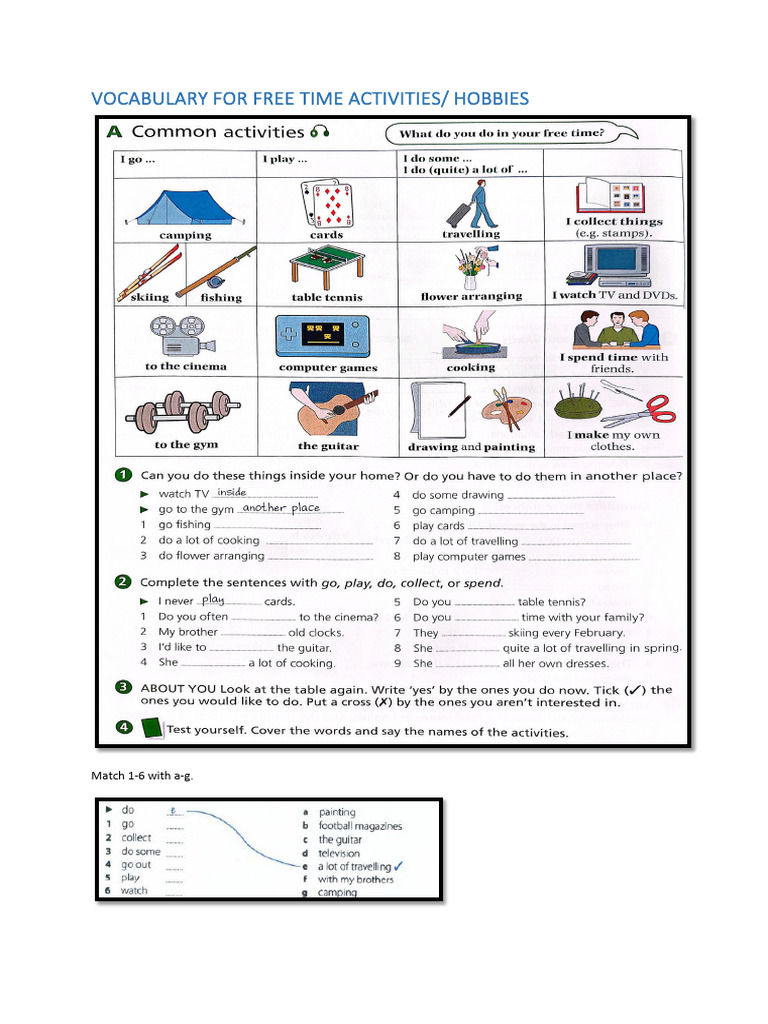 Free Time Activities Vocabulary 2025 | PDF