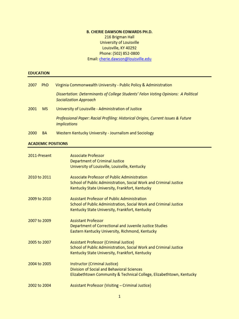 DawsonEdwards CJ CV August 2018kjhfh | PDF | Kentucky | Criminal Justice