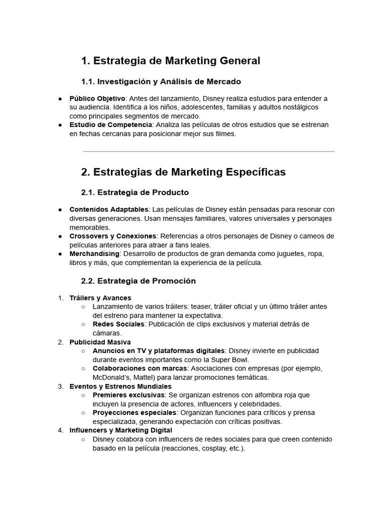 PLAN DE Disney | PDF | La compañía Walt Disney | Publicidad digital