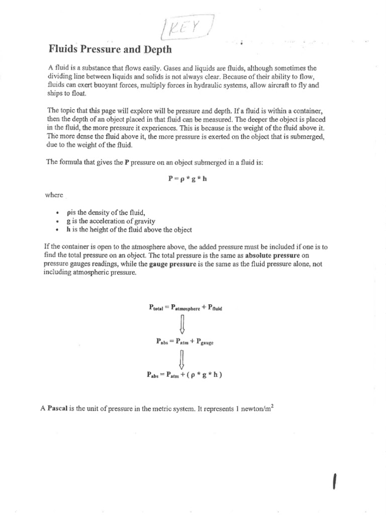 Dynamic Fluids Packet Key 14-15 | PDF