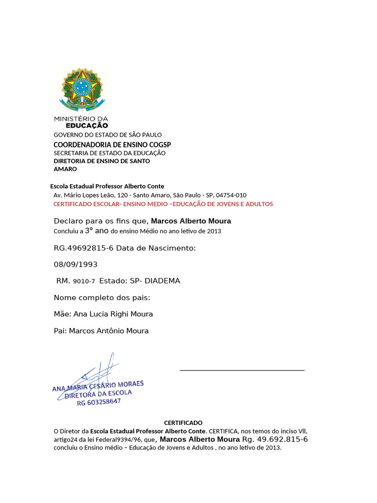 Alan Alves de Brito - (Certificado e Lauda) | PDF | Carreira e Crescimento | Bem-estar