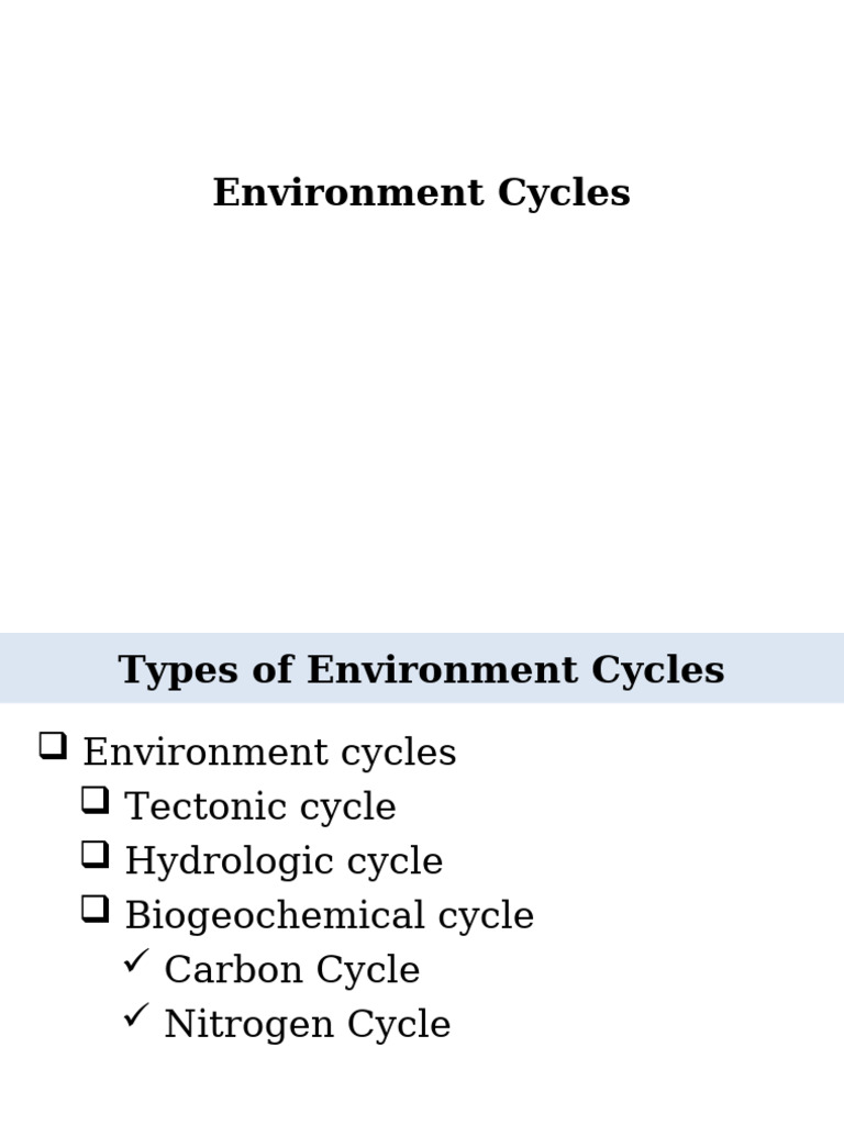 ENV - 107 - Lecture 3 - Environmental Cycle | PDF | Water Cycle | Hydrology