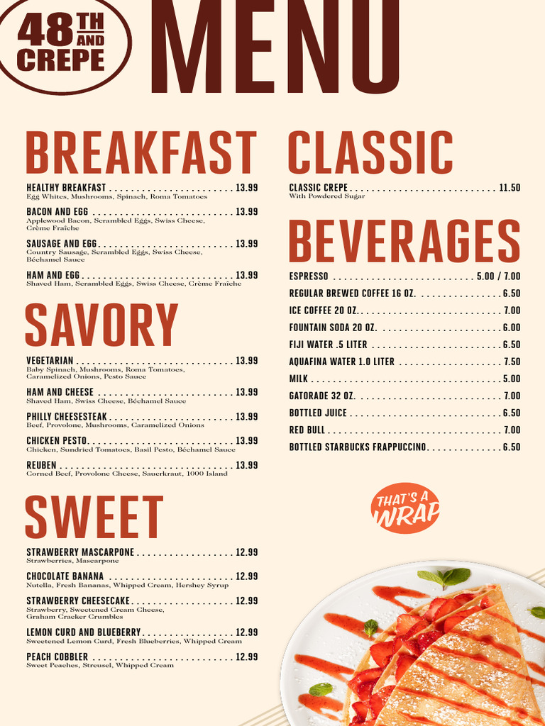 Nyny 48thandcrepe Menu | PDF | Sauce | Foods