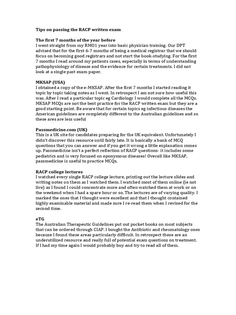 racp-written | PDF | Knowledge | Health Care