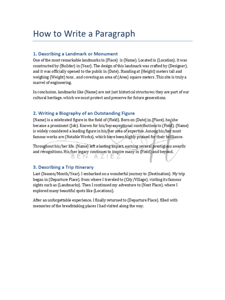 How - To - Write - A - Paragraph - 4 MS Seq 1 | PDF | Algeria
