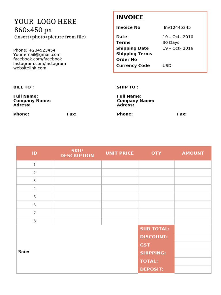 Invoice No. Inv12445245 Details | PDF