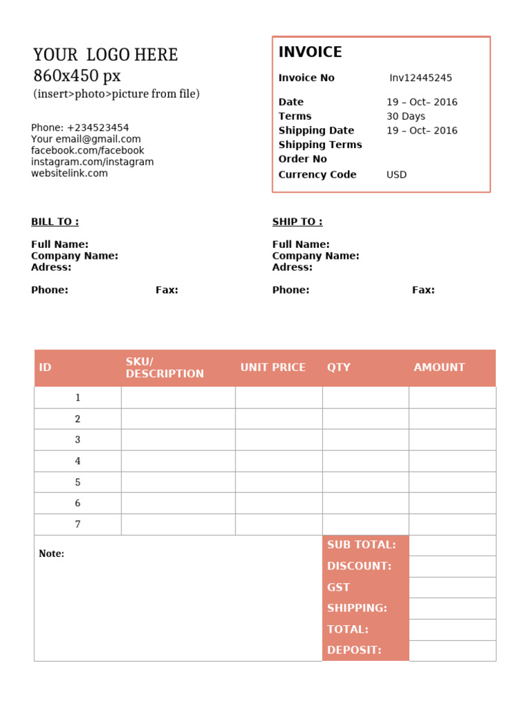 Invoice Template for Business Use | PDF