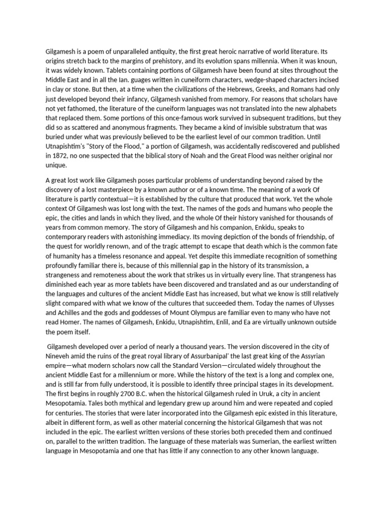 Ancient Epic: The Tale of Gilgamesh | PDF | Mesopotamian Mythology