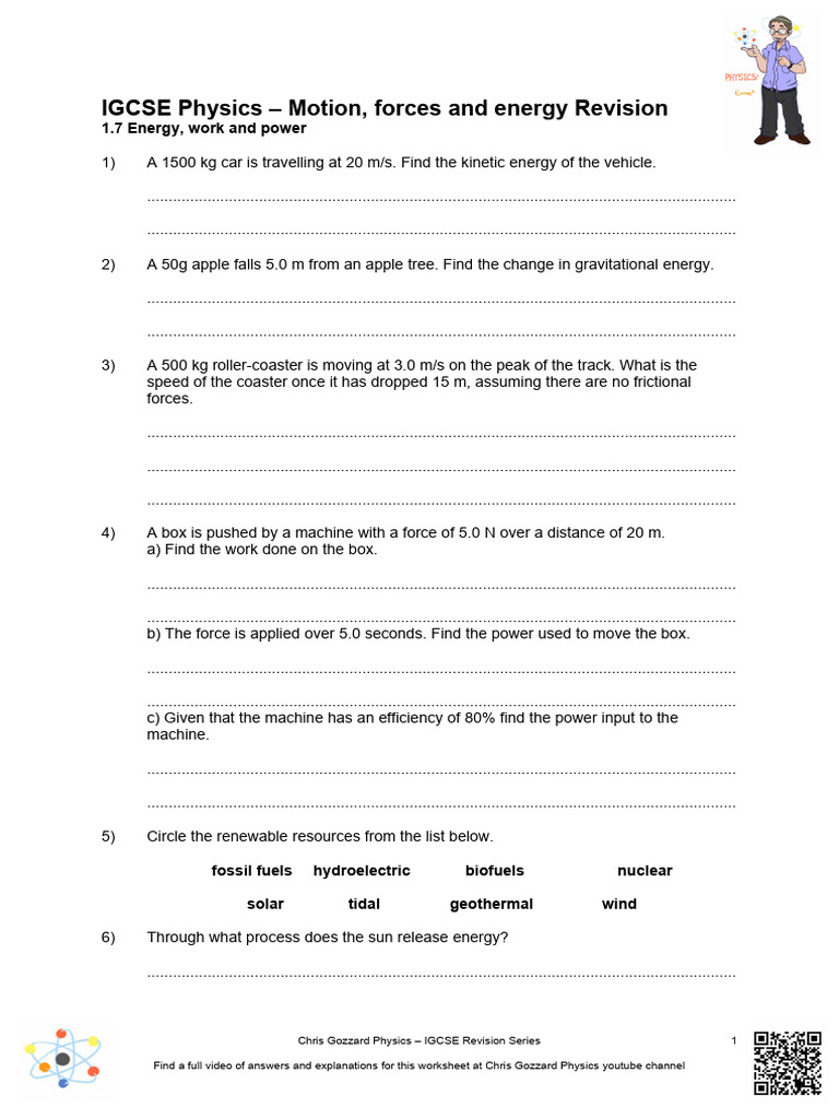 IGCSE Physics: Energy, Work & Power | PDF | Force | Energy And The ...