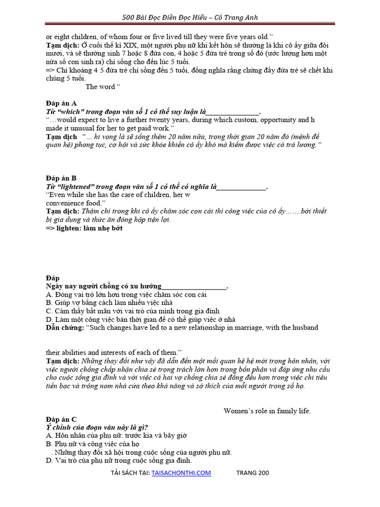 500-Bai-Doc-Hieu-Co-Trang-Anh (1) - 200-399 | PDF | Parental Leave