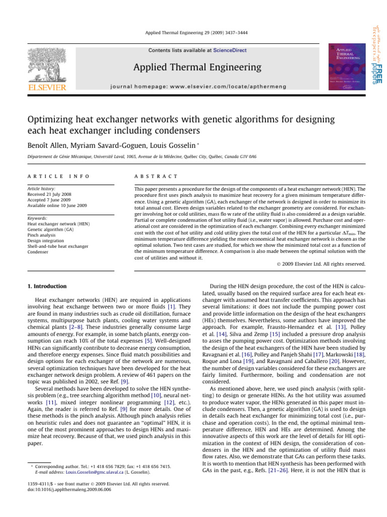 Optimizing Heat Exchanger Networks With Genetic Algorithms For Designing | PDF | Heat Exchanger ...