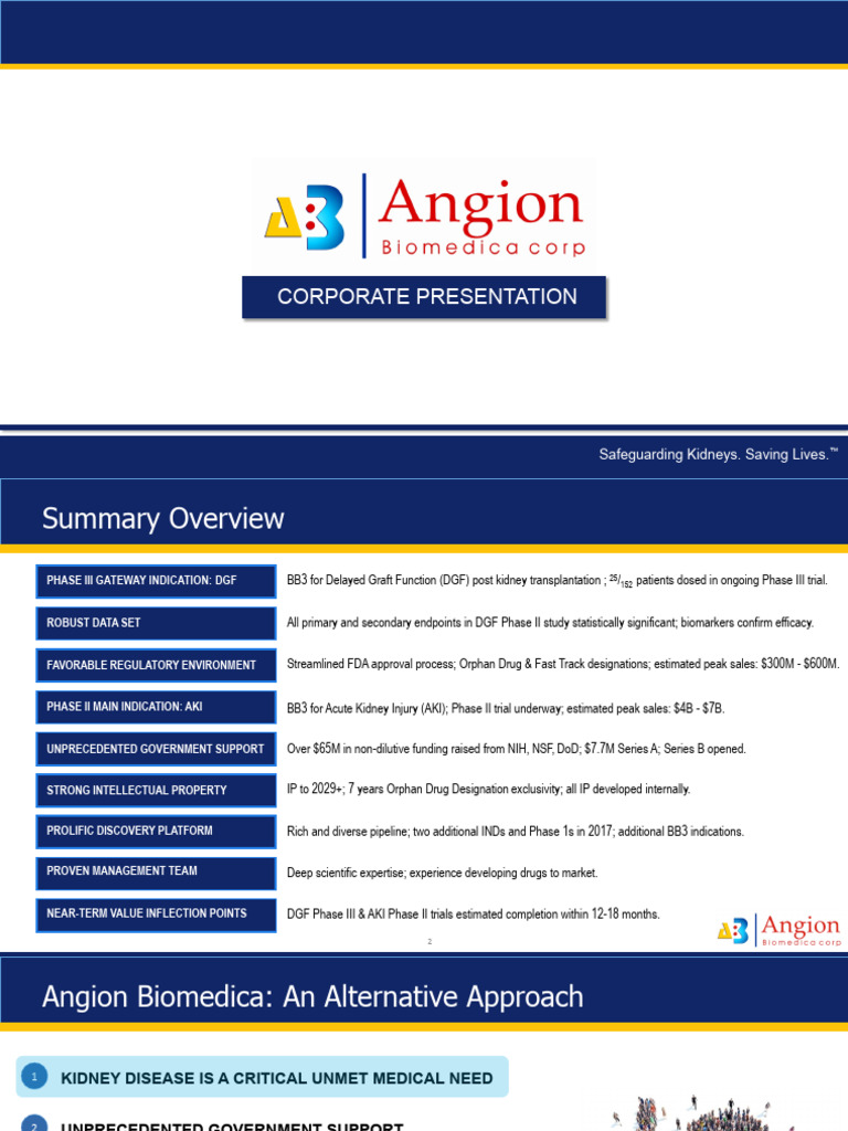 Angion Presentation June 2017 ALL SLIDES | PDF | Kidney Transplantation ...