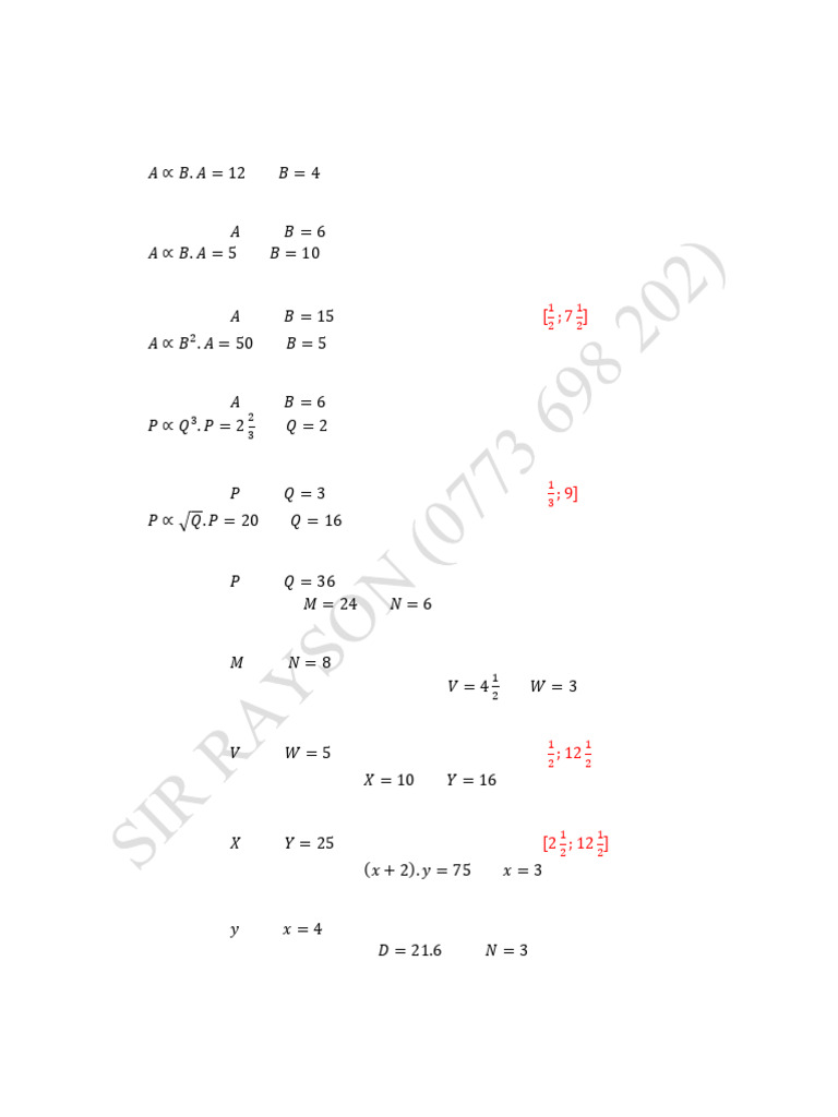Proportional and Variation Problems | PDF | Mathematics