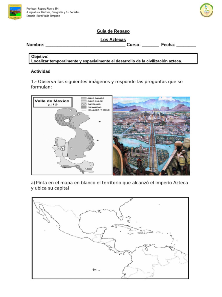Guía de Estudio Aztecas | PDF | Ciencias sociales | Viajes y turismo
