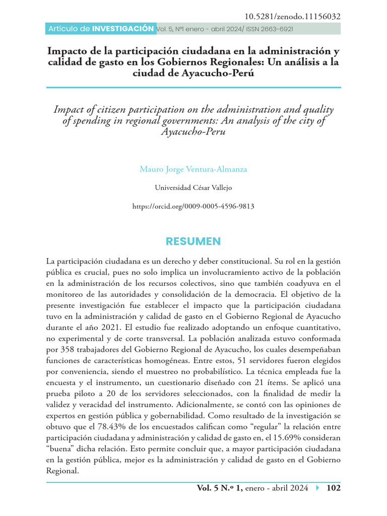 Impacto de la Participación Ciudadana en Ayacucho | PDF | Metodología ...