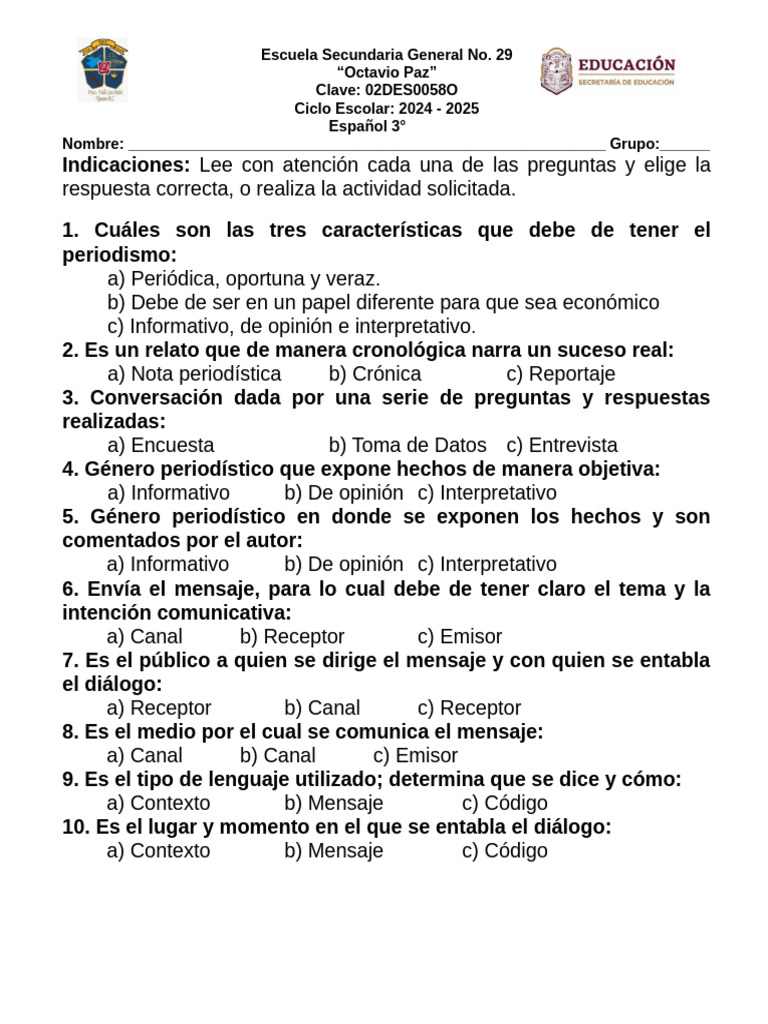 Español 3° | PDF