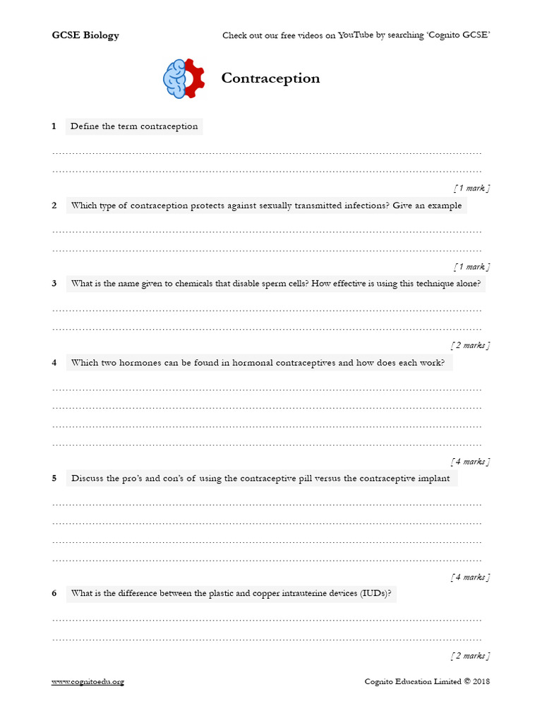 GCSE Contraception Study Guide | PDF | Birth Control | Medical Specialties