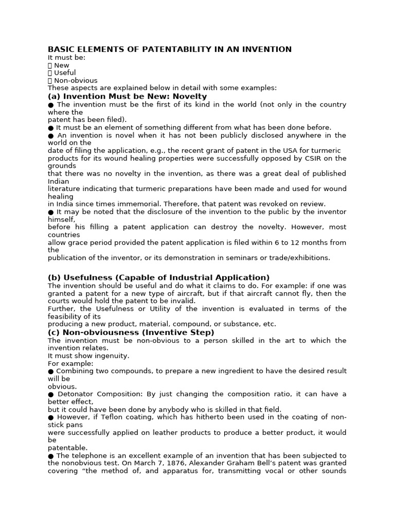 Patent Basics for Inventors | PDF | Novelty (Patent) | Patent