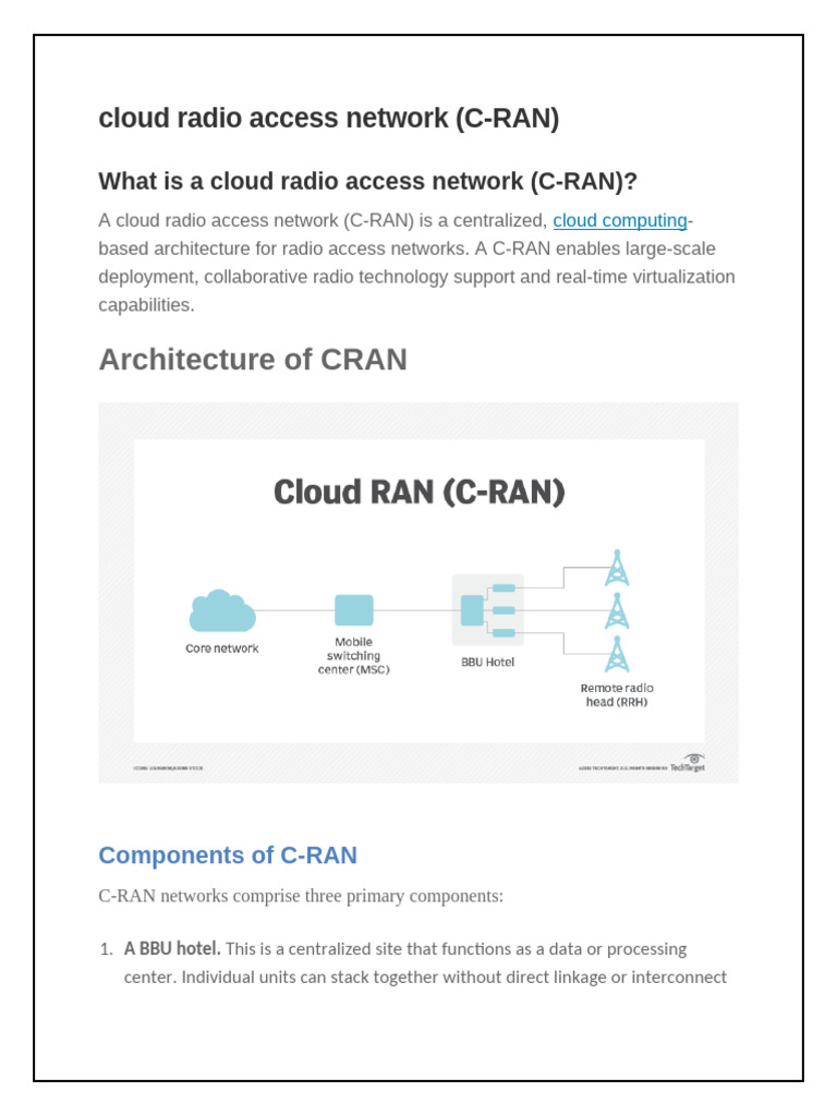 Cloud Radio Access Network Pdf Computer Network Wireless