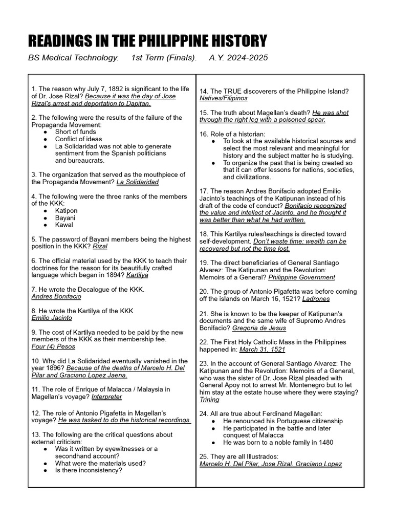 Finals RPH Reviewer | PDF | Philippines