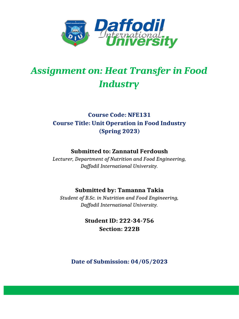 Heat Transfer in Food Processing | PDF | Food Processing | Food ...
