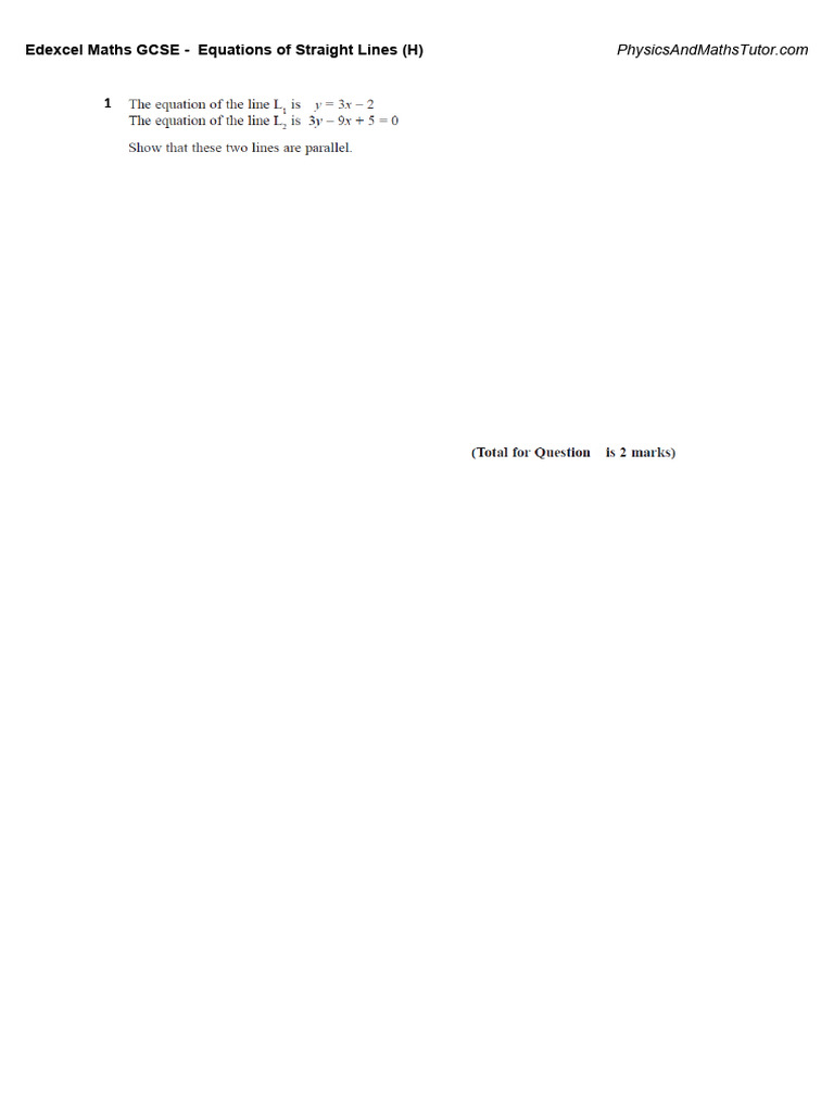 Equations of Straight Lines (H) QP | PDF