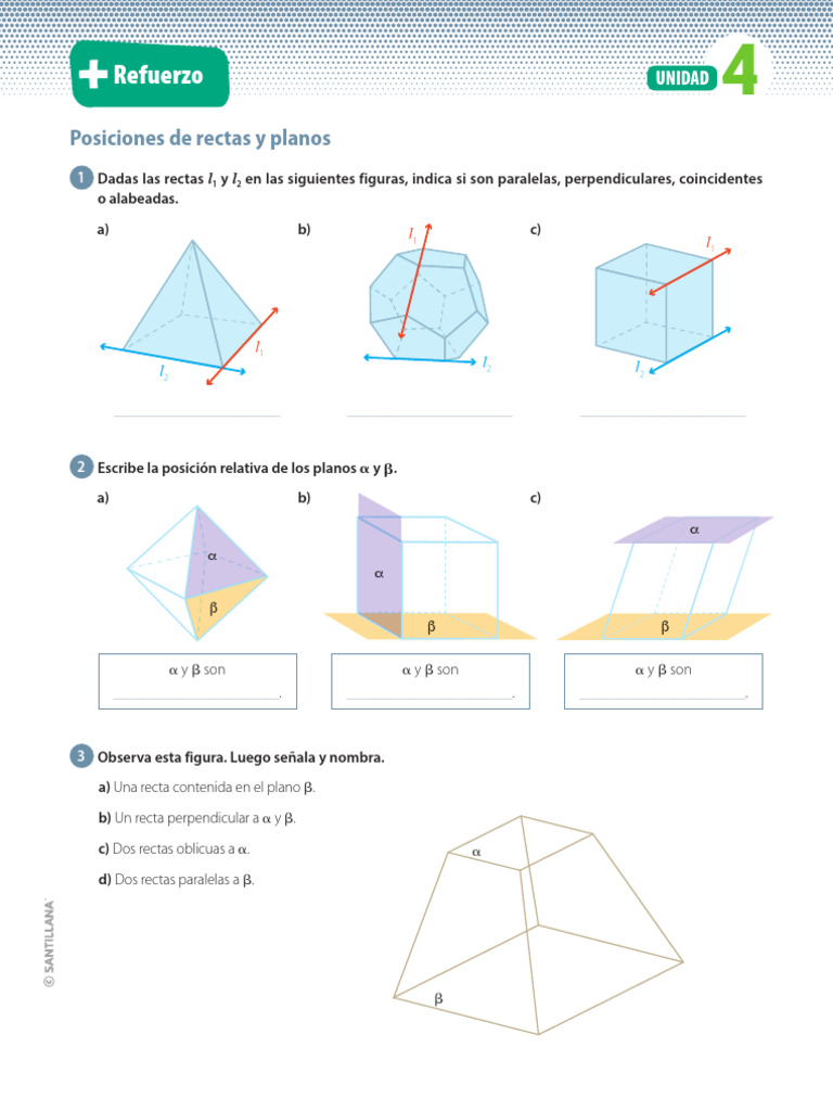 Posiciones de rectas alabeadas | PDF | Perpendicular | Ángulo