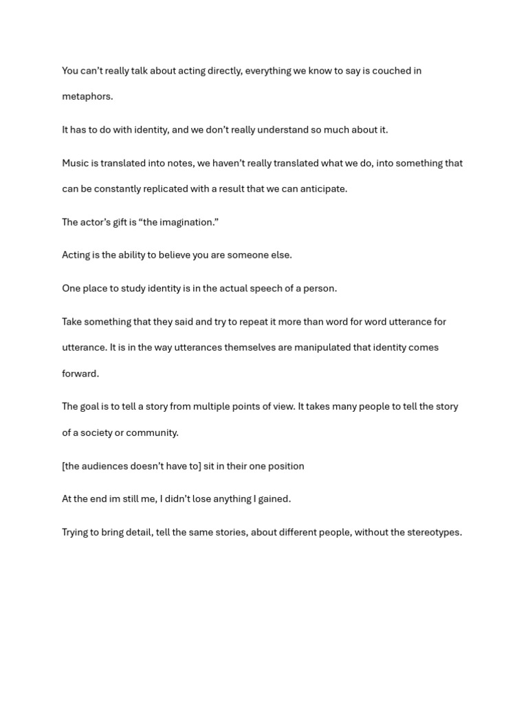 Fundamentals of Acting Journal #2 | PDF | Metaphor | Cognitive Science