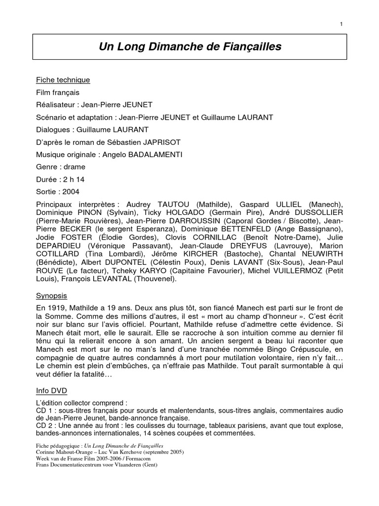 Long Dimanche Fiancailles | PDF