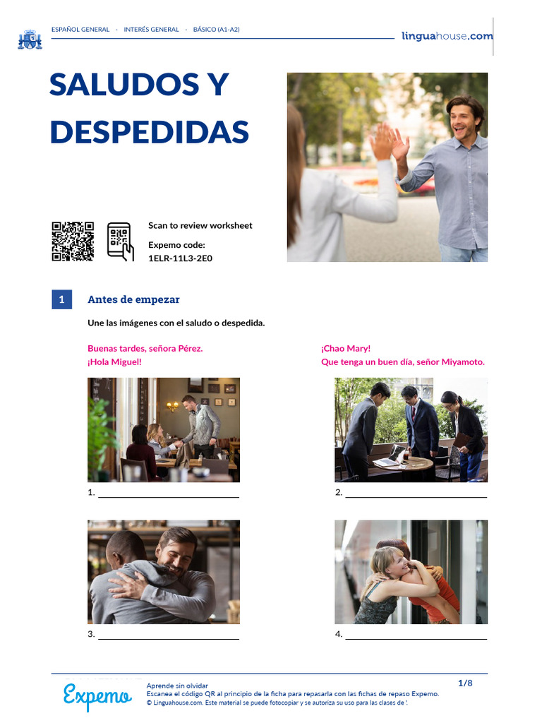 Saludos y Despedidas Castellano Spanish Student A1 A2 | PDF