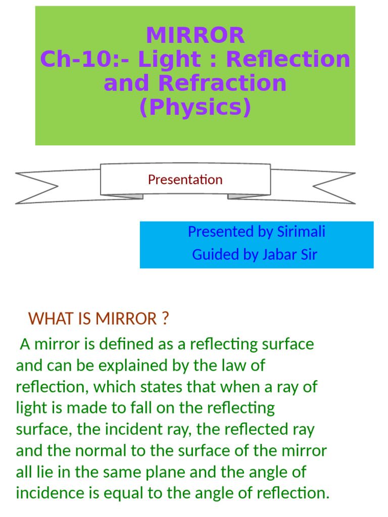Mirror ( Phy ) | PDF | Mirror | Reflection (Physics)