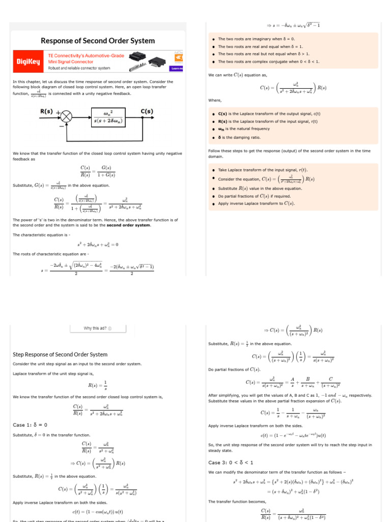Response of Second Order System | PDF | Applied Mathematics ...