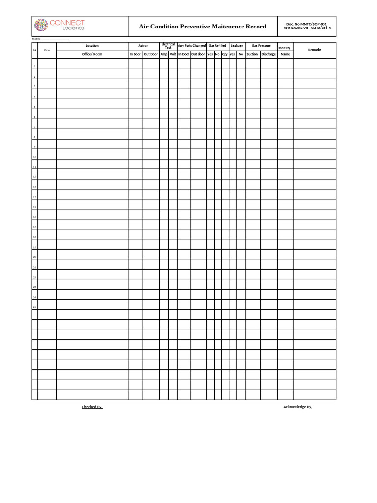 Air Condition Maintenance Record | PDF