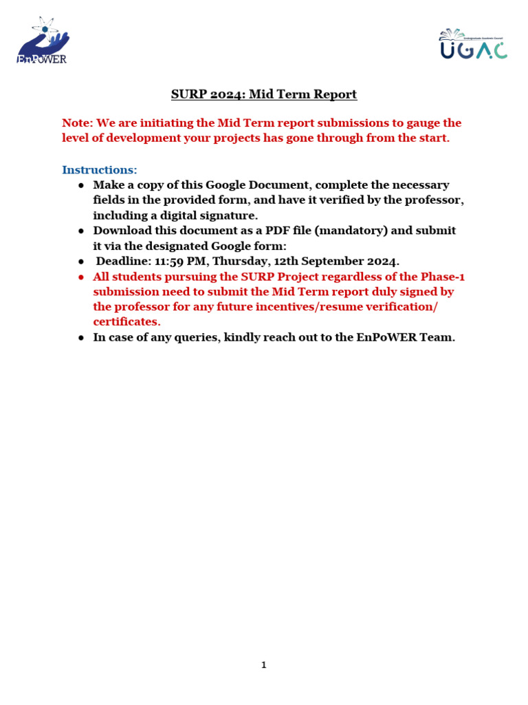 SURP 2024 Mid Term Report - Progress Update | PDF | Applied Mathematics | Computer Science