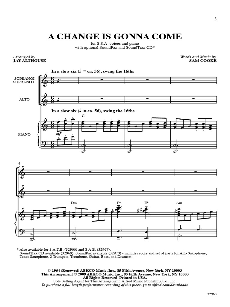 A Change Is Gonna Come: Inaslowsix ( Ca. 56), Swing The 16ths | PDF ...