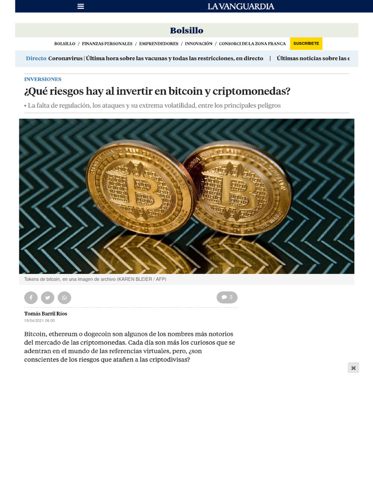 ¿Qué Riesgos Hay Al Invertir en Bitcoin y Criptomonedas | PDF