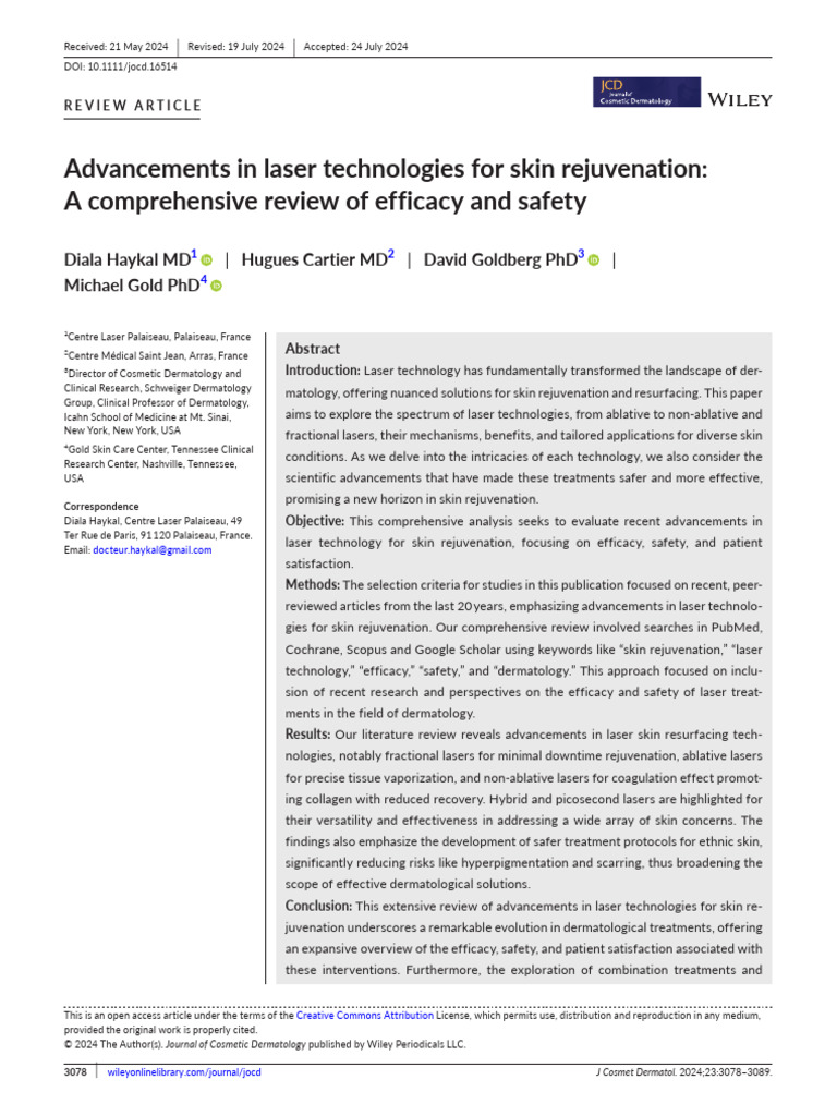 Advancements in Laser Technologies For Skin Rejuvenation A ...