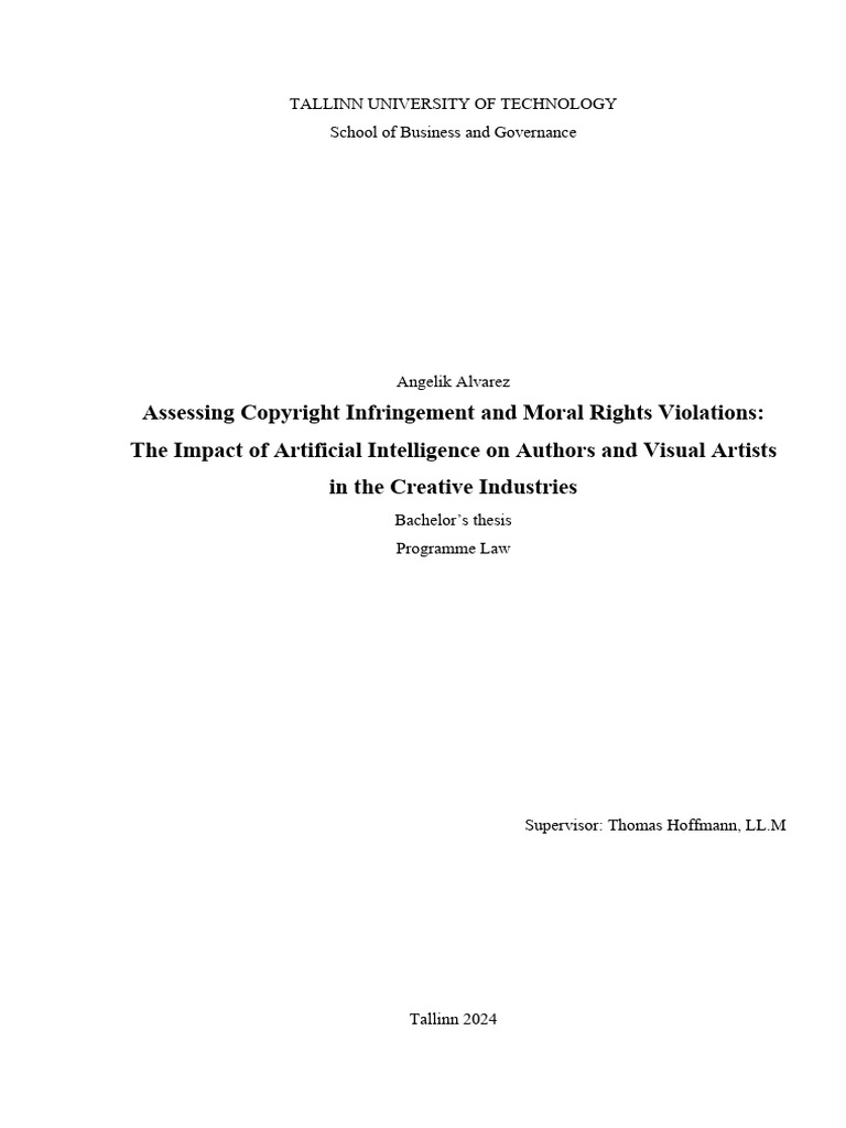 The Impact of Artificial Intelligence On Authors and Visual Artists in The Creative Industries ...